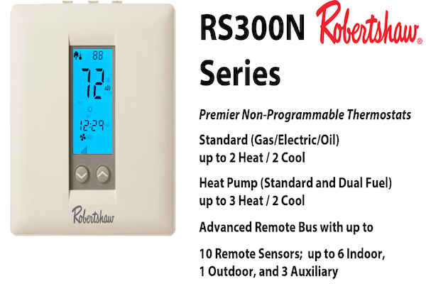 Robertshaw RS300N Non Programmable Thermostat Product Specifications ...